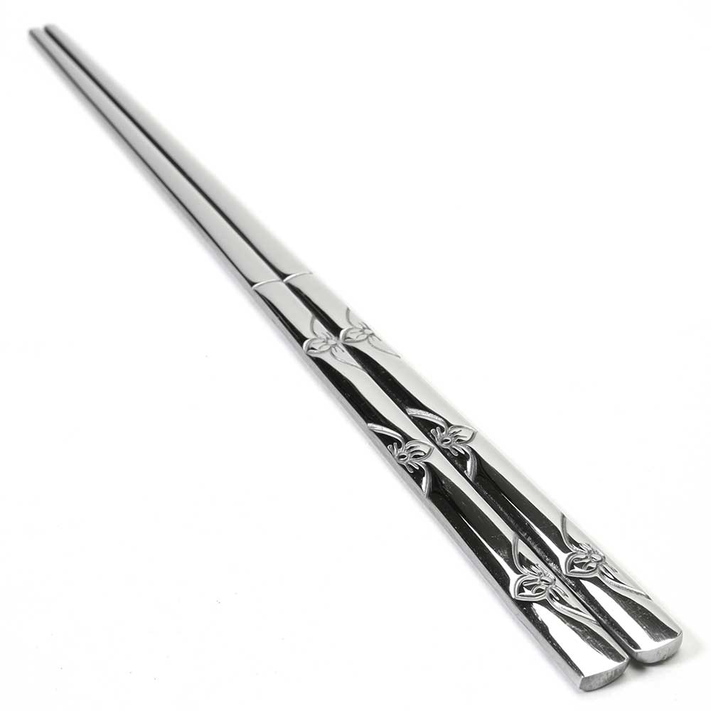 Brushed Flower Chopsticks | Korean Stainless-Steel Chopsticks